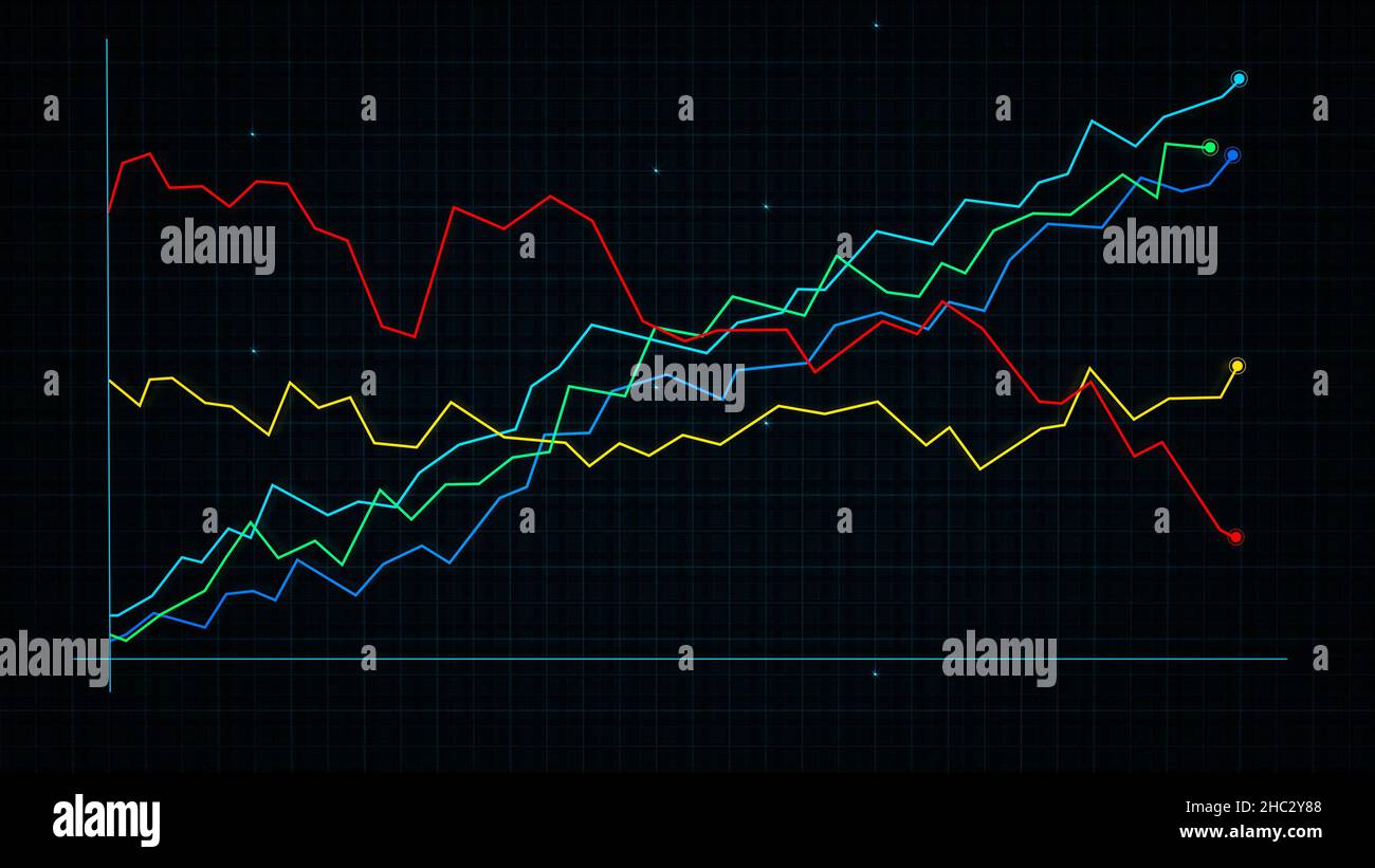 3D rendering of a tech-style digital income line graph against a high ...