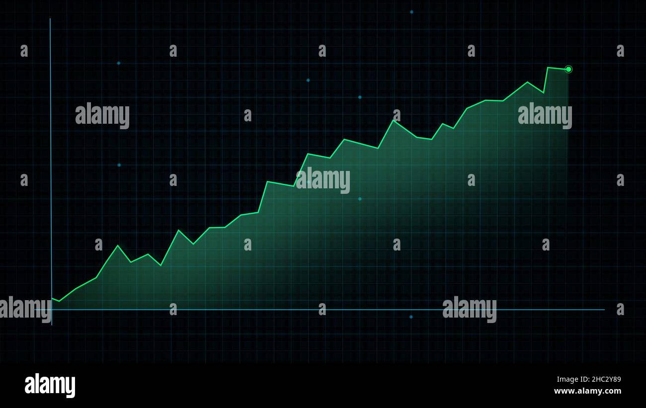 3D rendering of a tech-style digital income line graph against a high ...