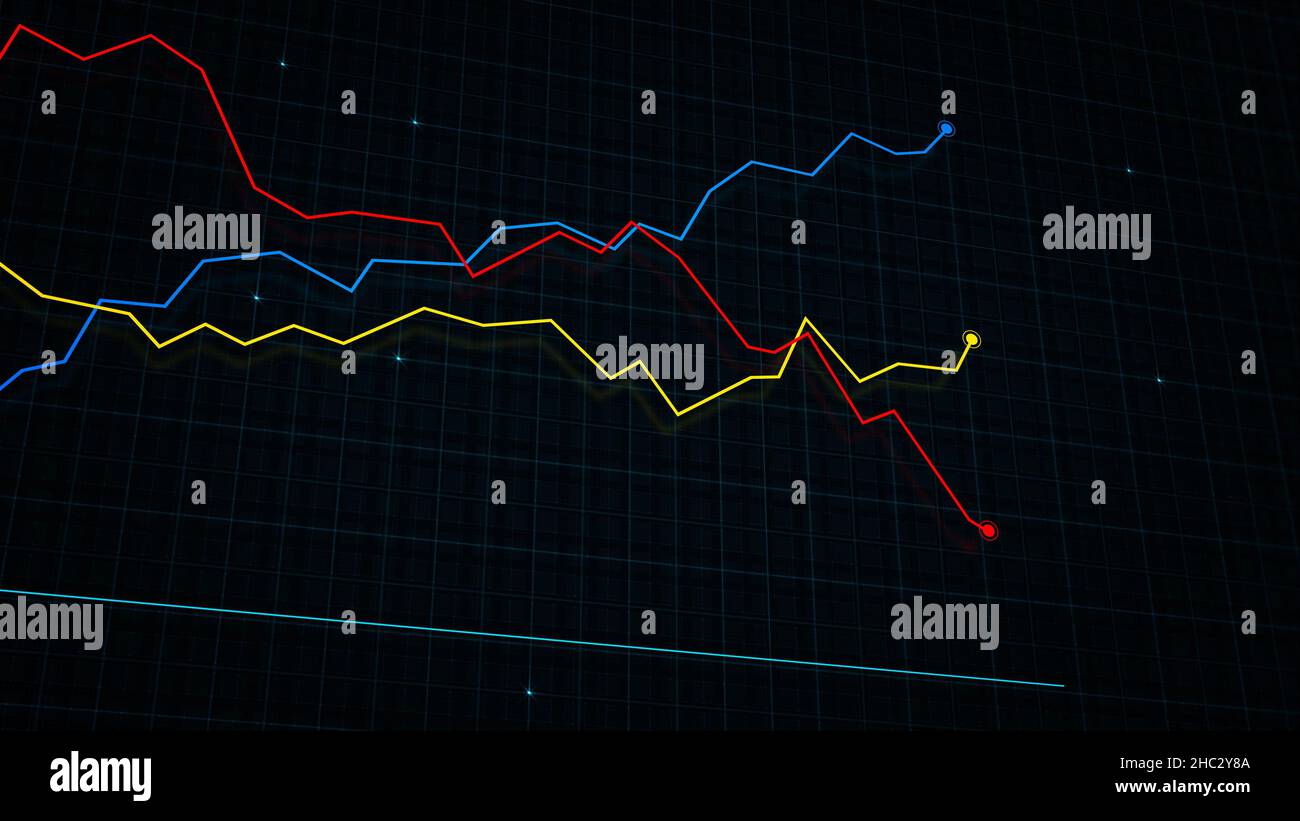 3D rendering of a tech-style digital income line graph against a high ...