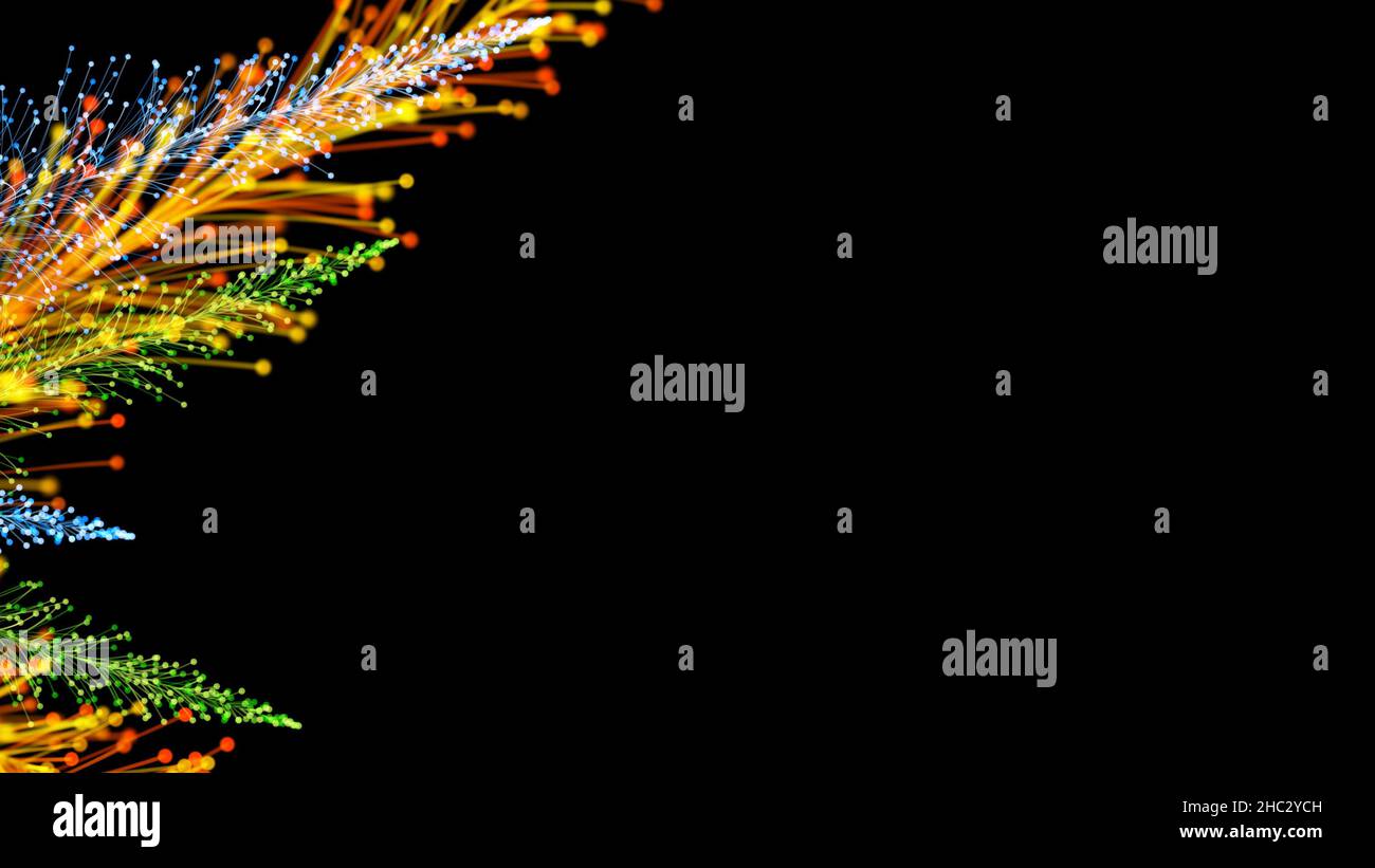 3D rendering of stylish bright colorful branches growing elegantly on a ...