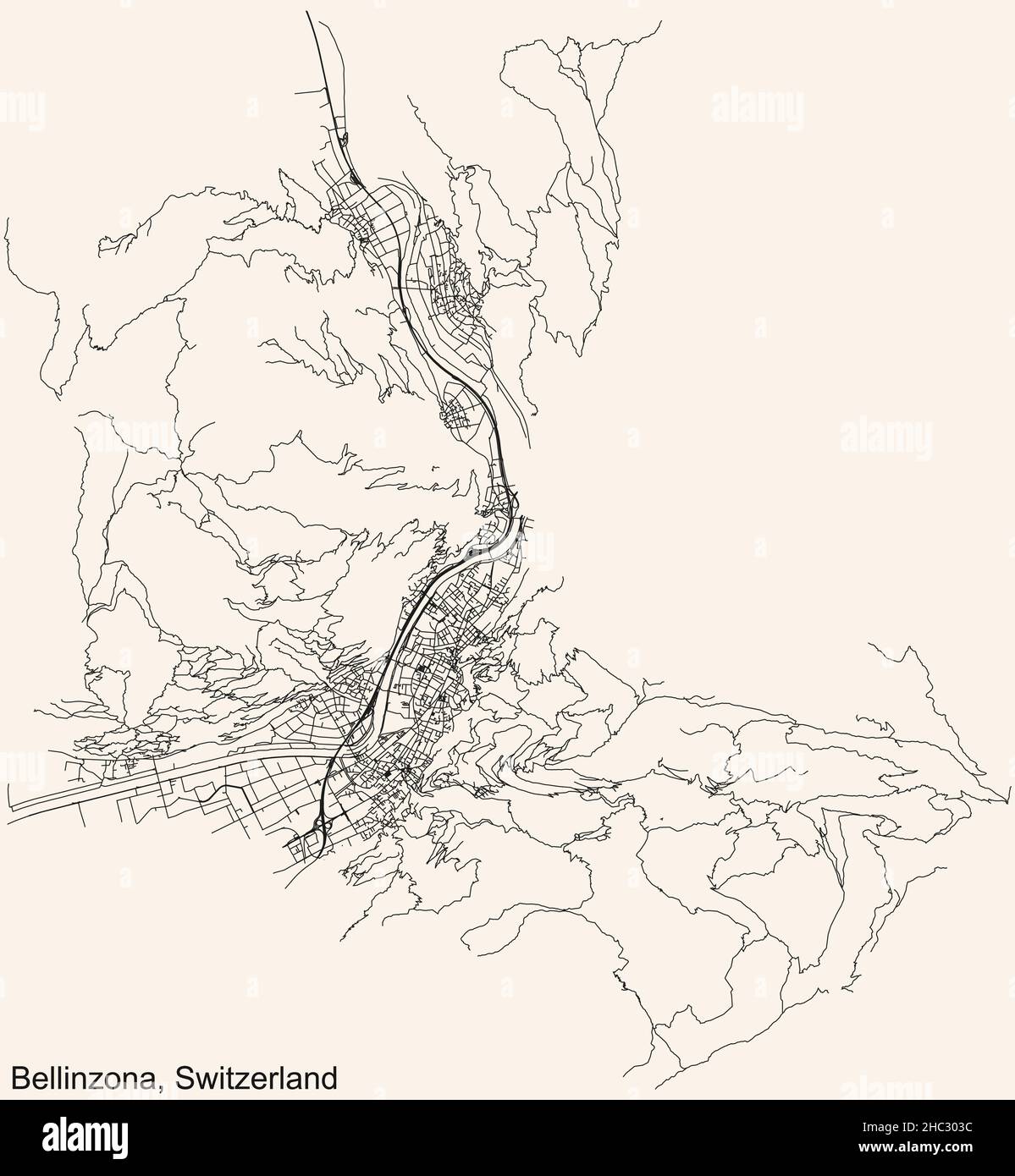 Detailed navigation urban street roads map on vintage beige background ...