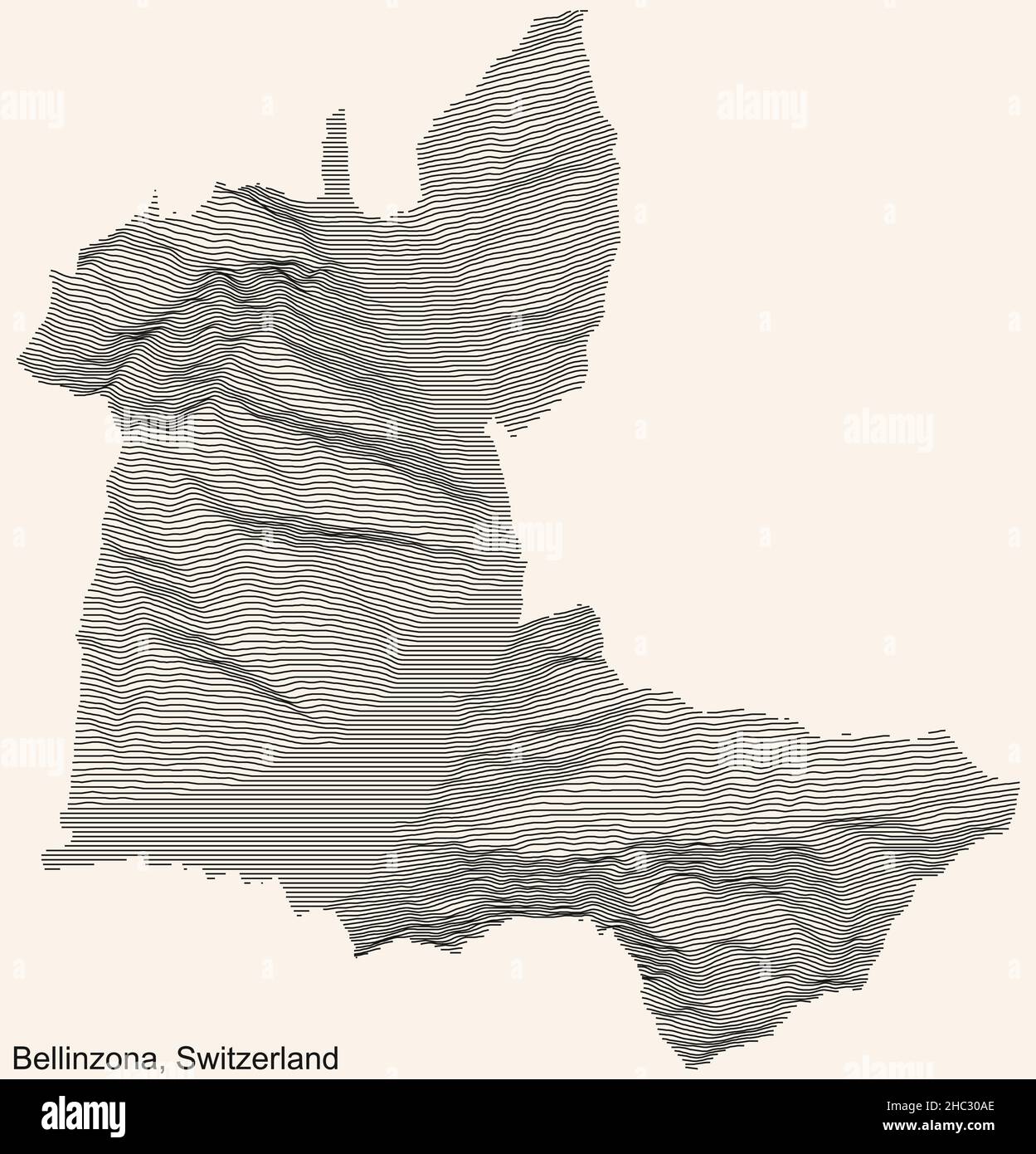 Topographic relief map of the city of Bellinzona, Switzerland with ...