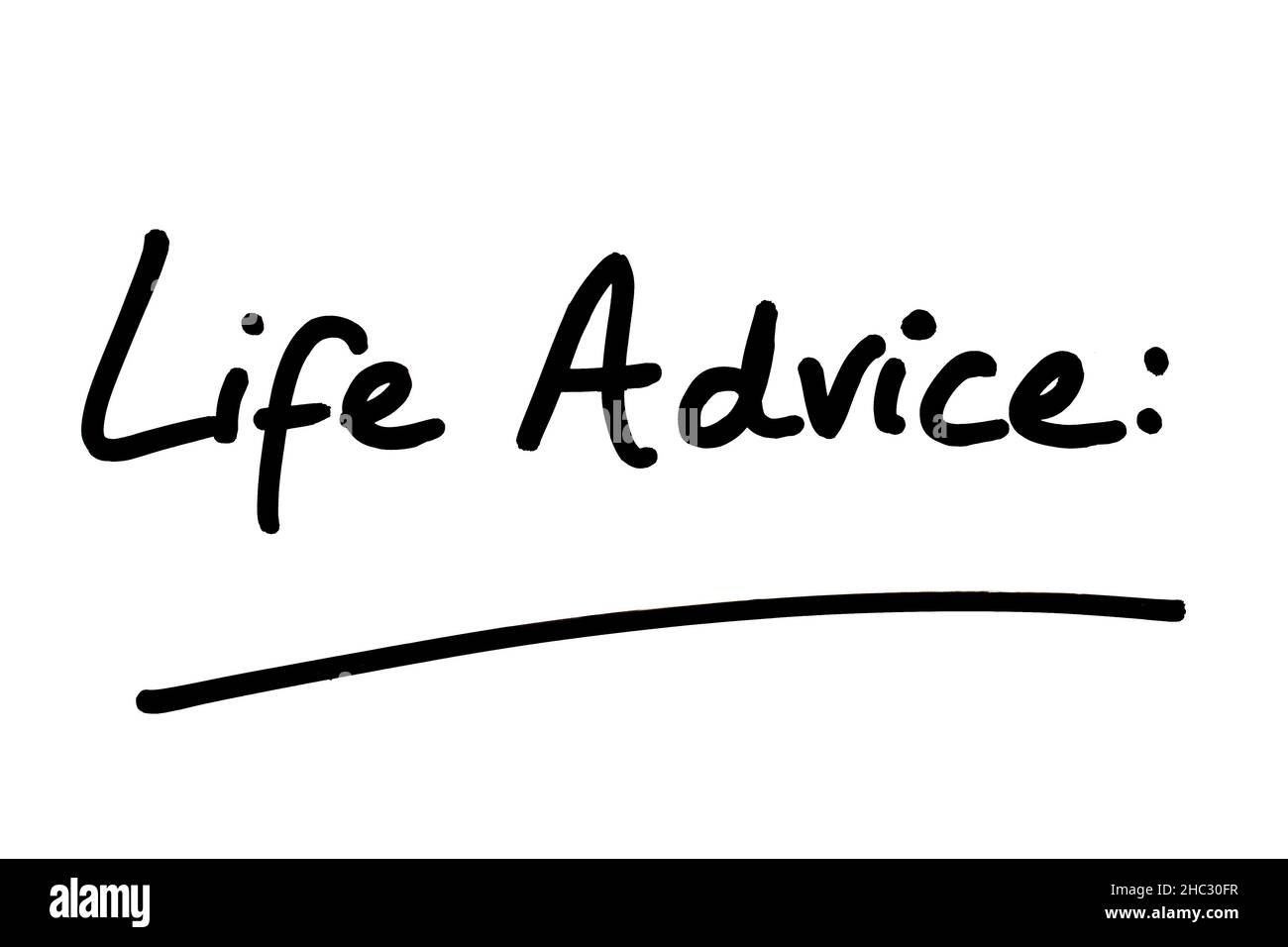 Life Advice heading on a white background Stock Photo - Alamy