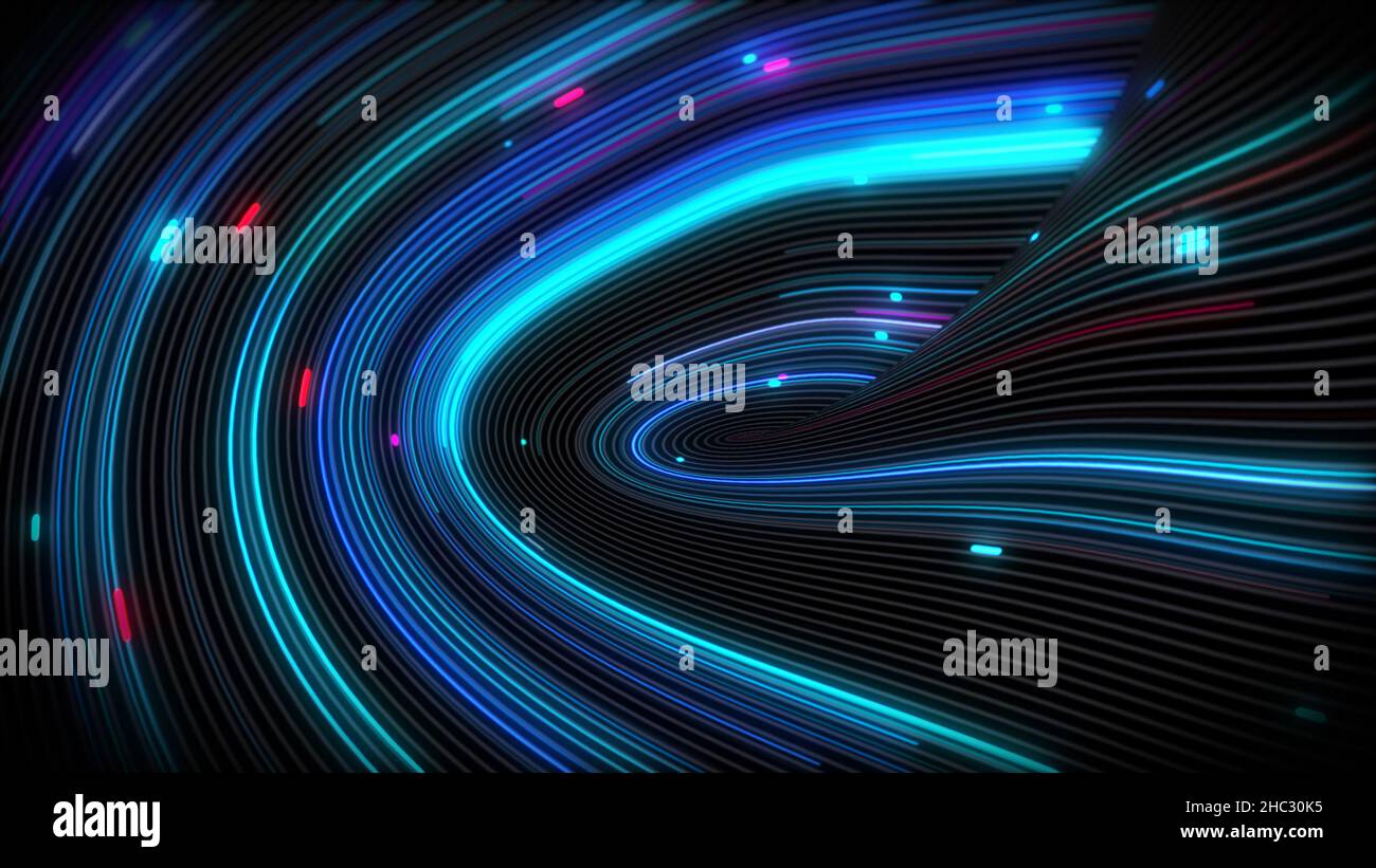 3D rendering spiral bright vortex flows of light on a surface with ...