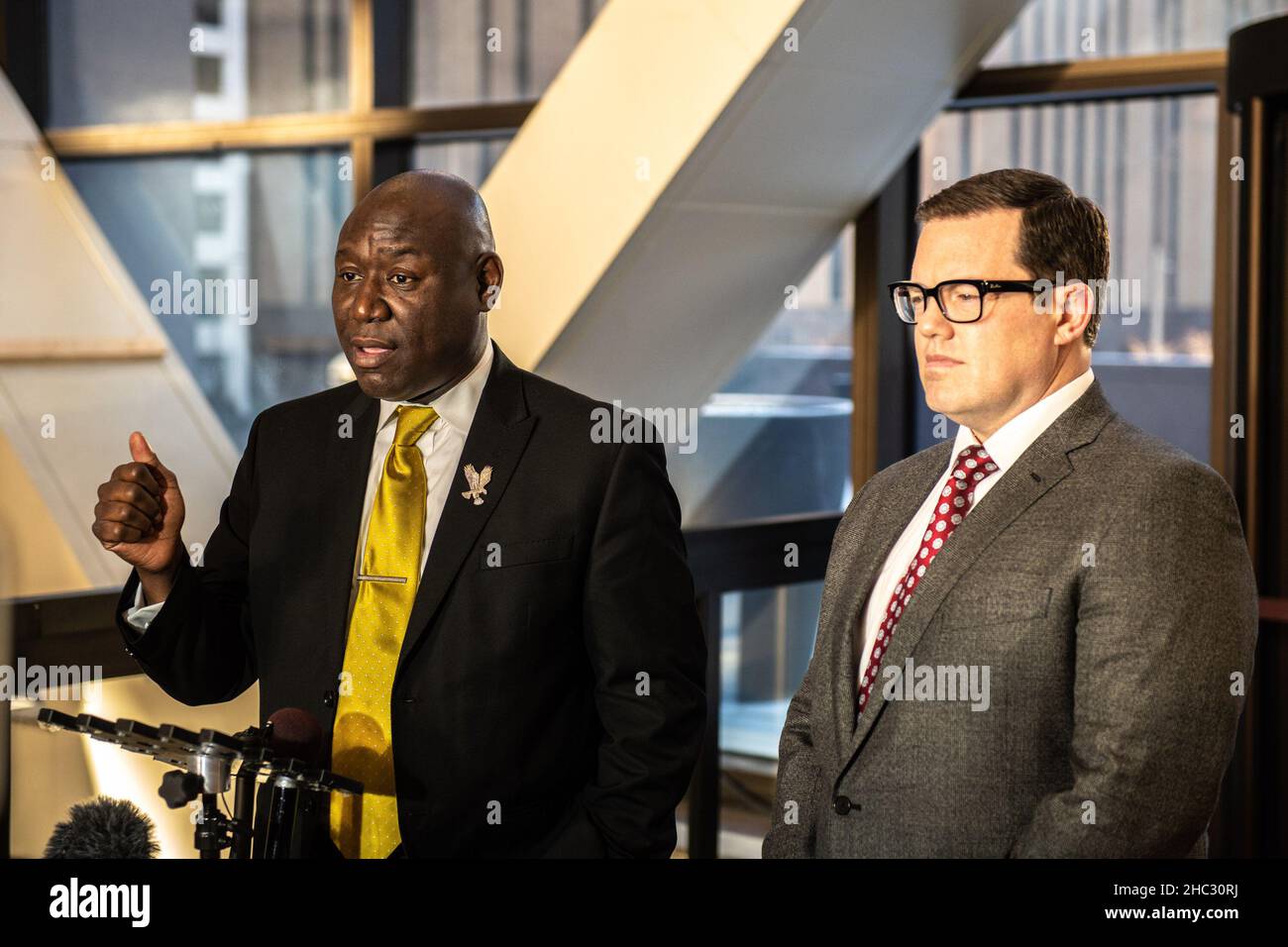 Civil Rights attorney Benjamin Crump speaks alongside attorney Jeffrey ...