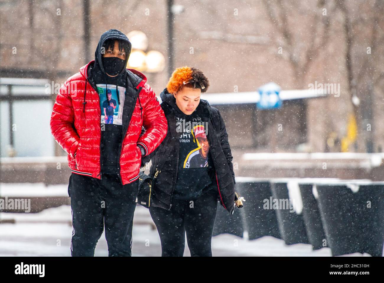 Diamond Wright (R), the sister of Daunte Wright arrives at the Hennepin ...