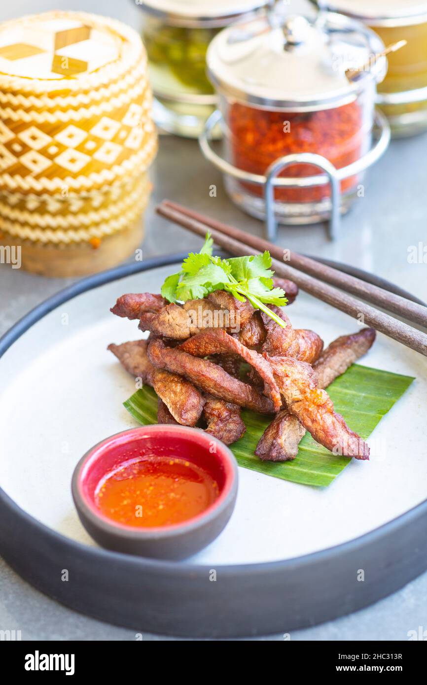 Thai beef jerky and sticky rice, Khao Kaeng Thai Restaurant, Montecito ...