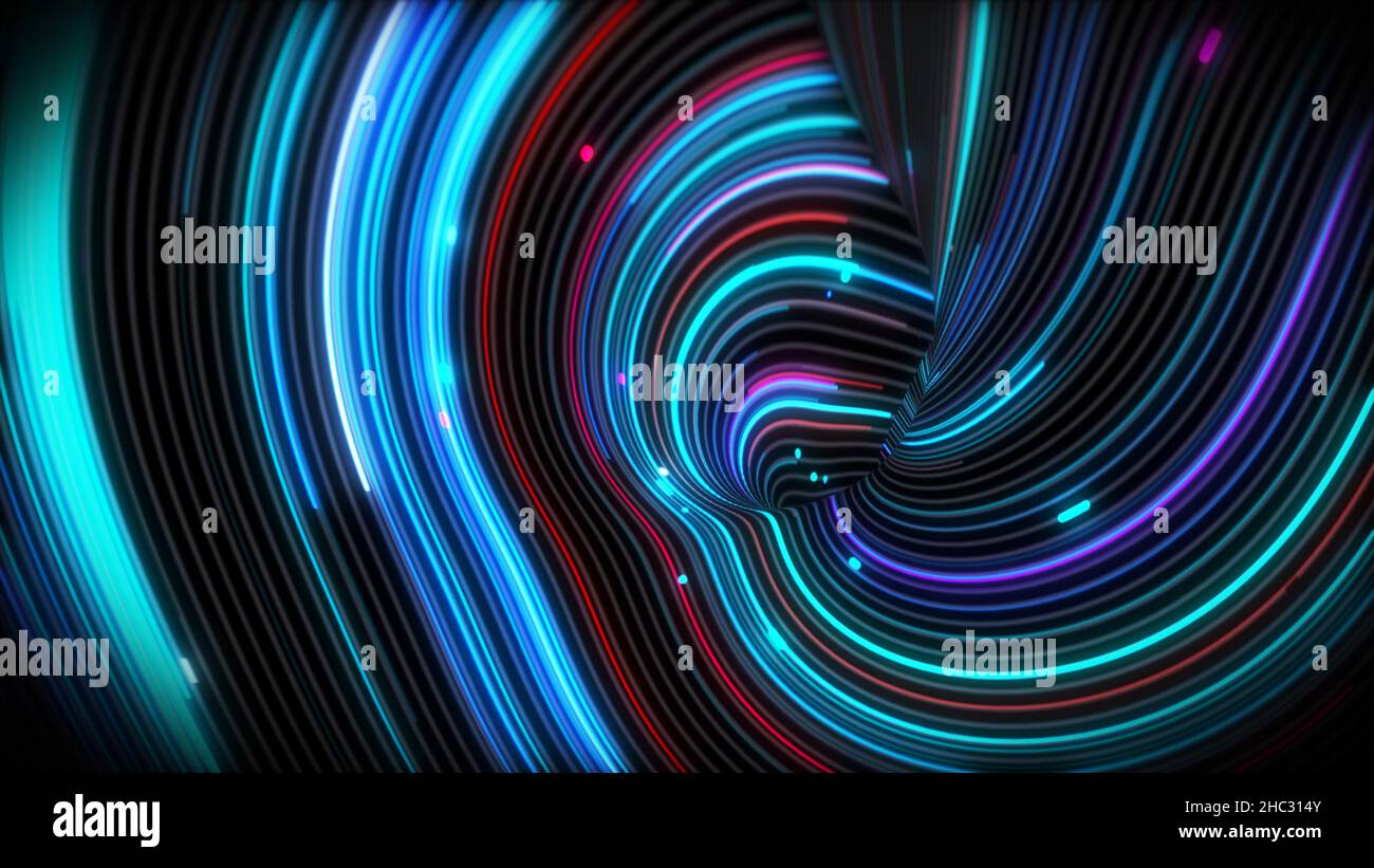 3D rendering spiral bright vortex flows of light on a surface with ...
