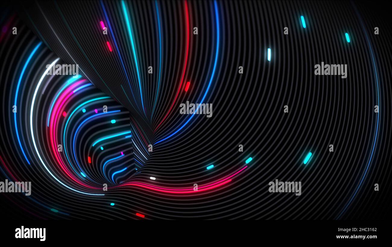 3D rendering spiral bright vortex flows of light on a surface with ...