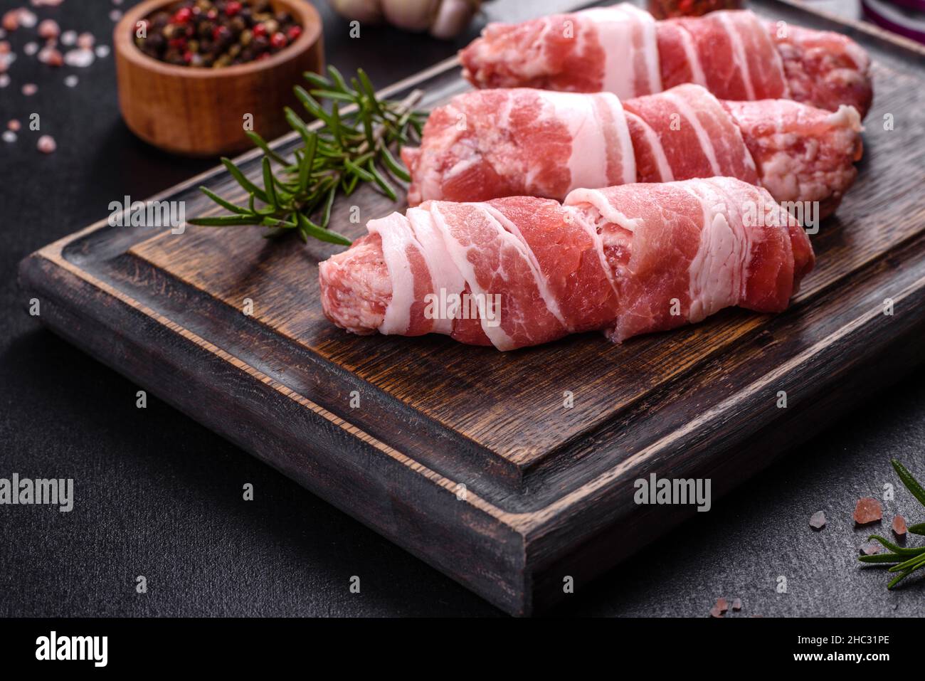 A delicious dish of pork mince wrapped with delicious pieces of bacon ...