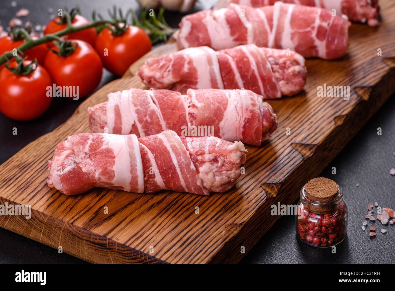 A delicious dish of pork mince wrapped with delicious pieces of bacon ...
