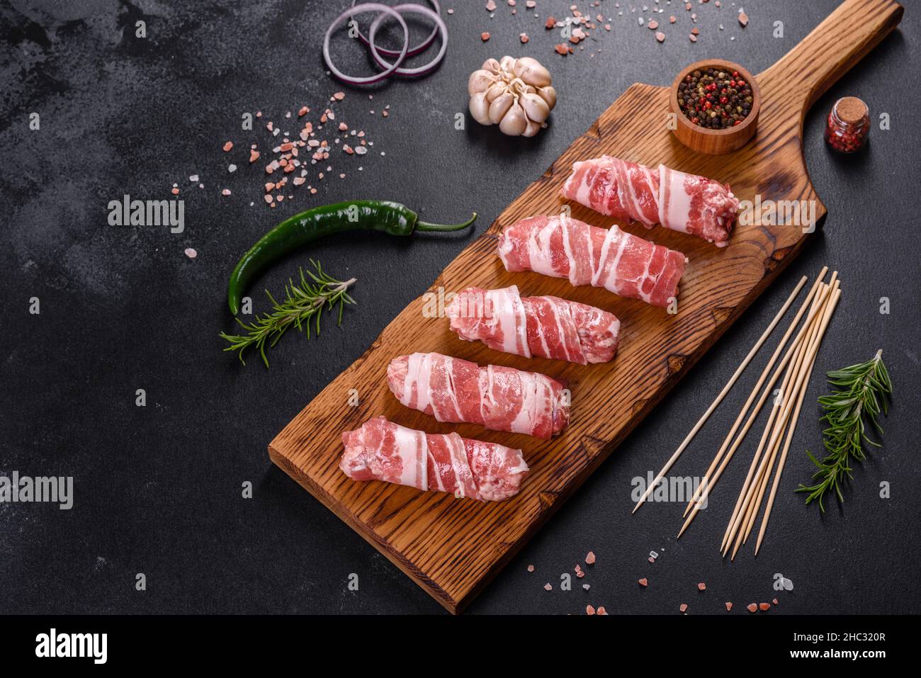 A delicious dish of pork mince wrapped with delicious pieces of bacon ...