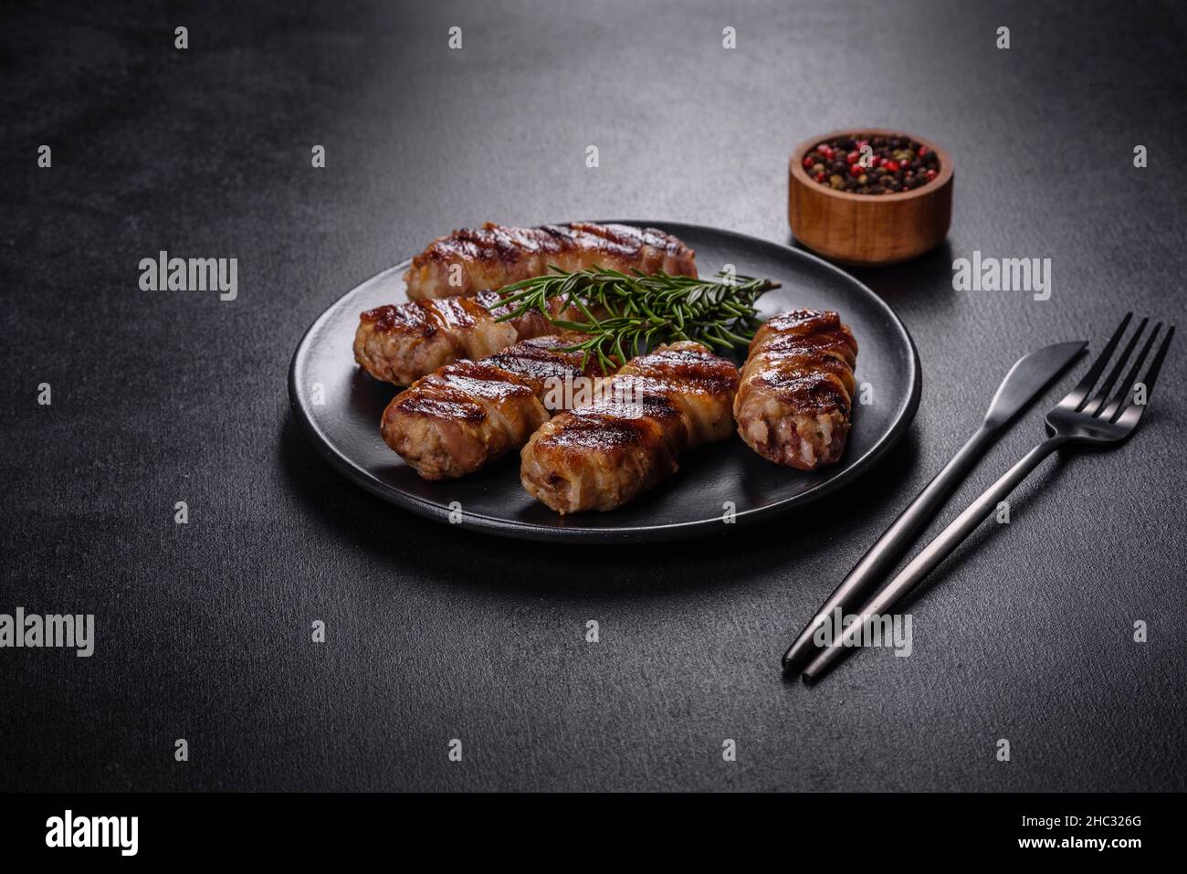 A delicious dish of pork mince wrapped with delicious pieces of bacon ...