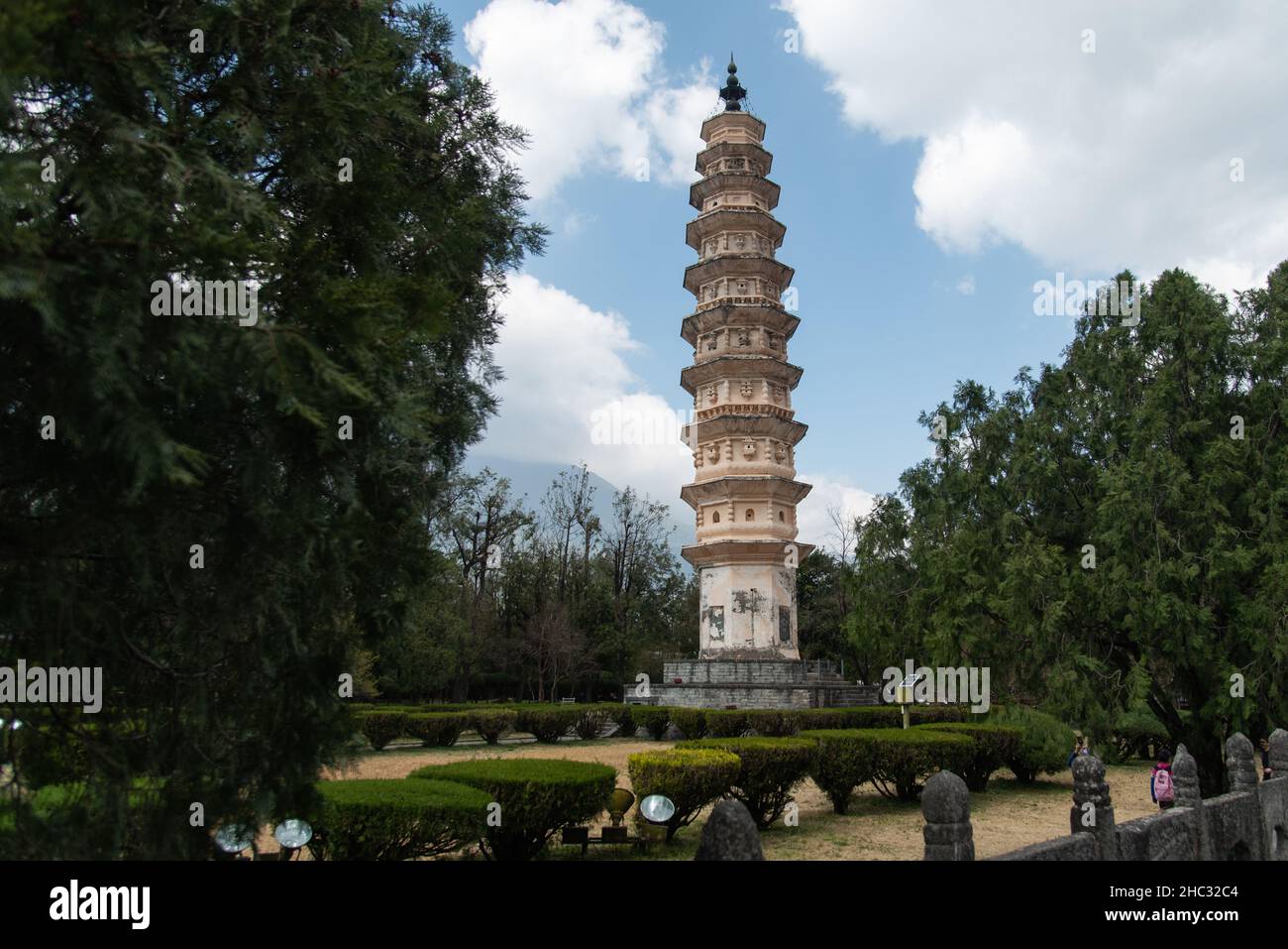 February 2019. Dali, China. The Three Pagodas are located in the ...