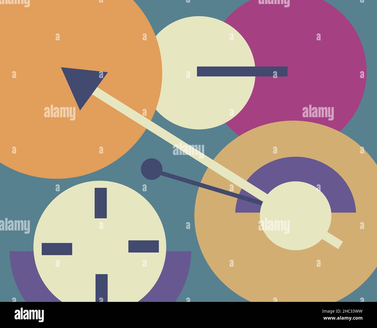 Abstract clock in geometric bauhaus style. Time concept Stock Vector ...