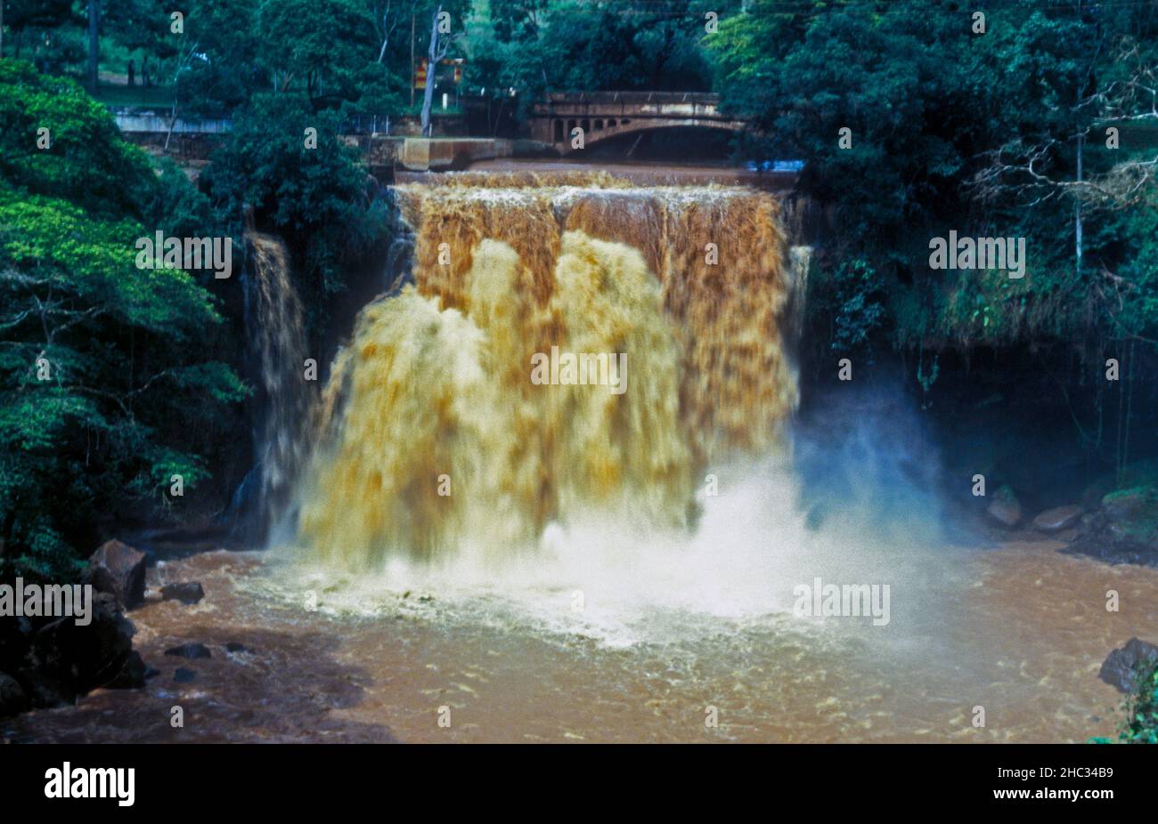 Chania Falls during rainy season, Blue Posts Hotel, Thika, Kenya. 1985 ...