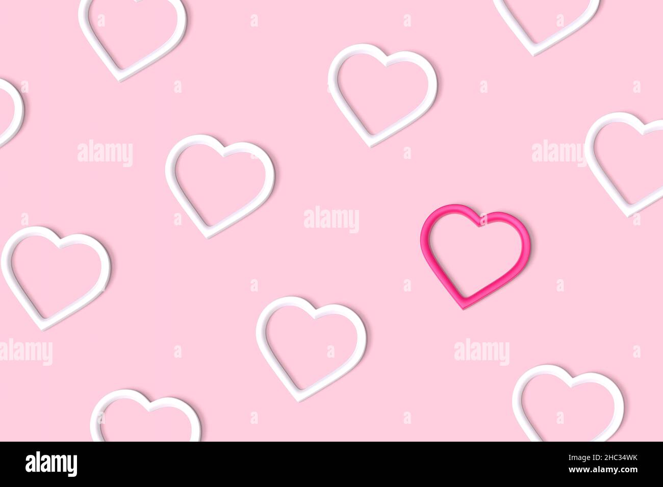 Hearts pink pattern background. 3D illustration Stock Photo - Alamy