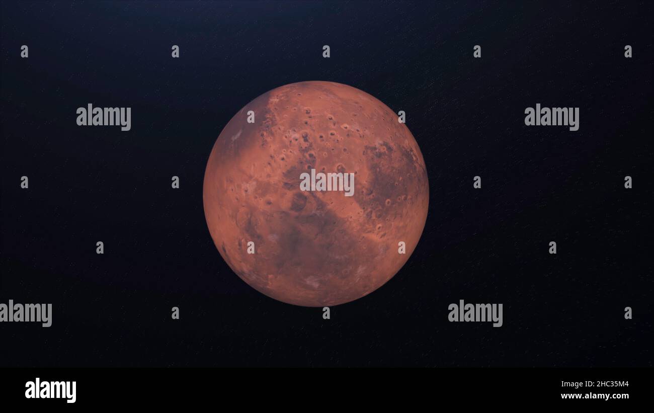 Abstract realistic beautiful planet Mars on deep space background ...