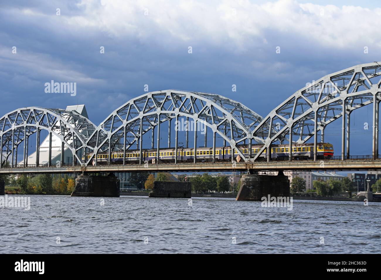 Riga railway bridge over river hi-res stock photography and images - Alamy