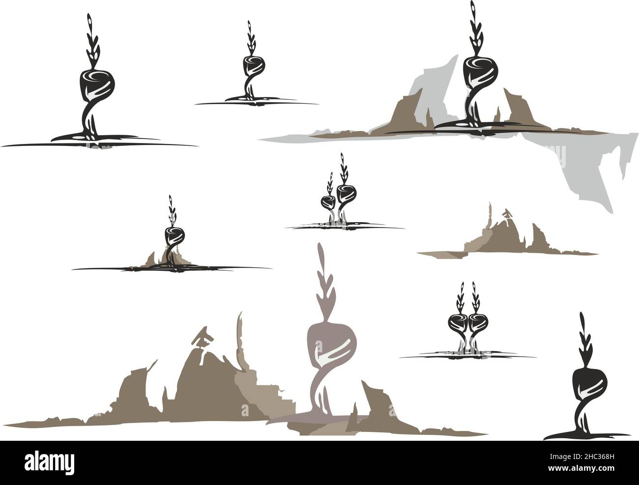 Vine concept collection on white for your design. Glass stylization ...