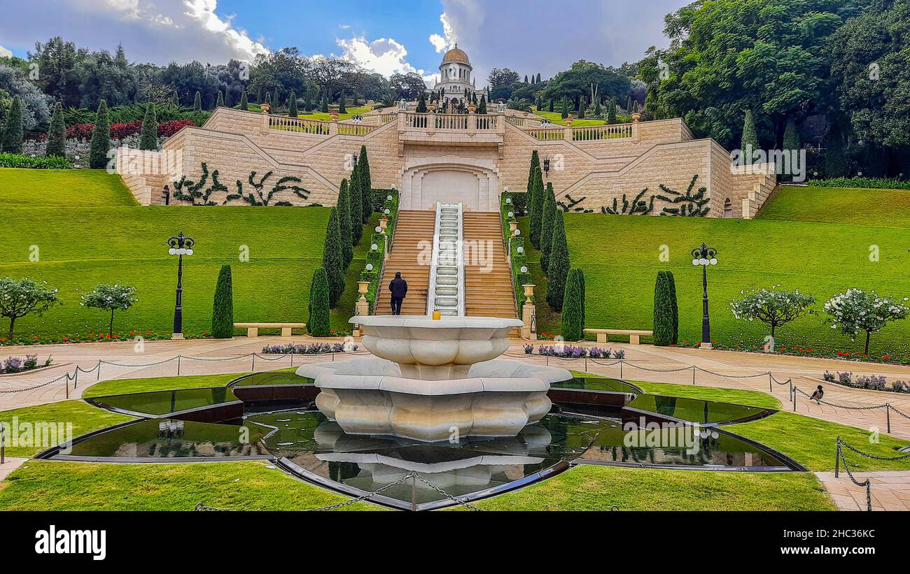 The Bahai Terraces, of the Hanging Gardens of Haifa, are garden ...
