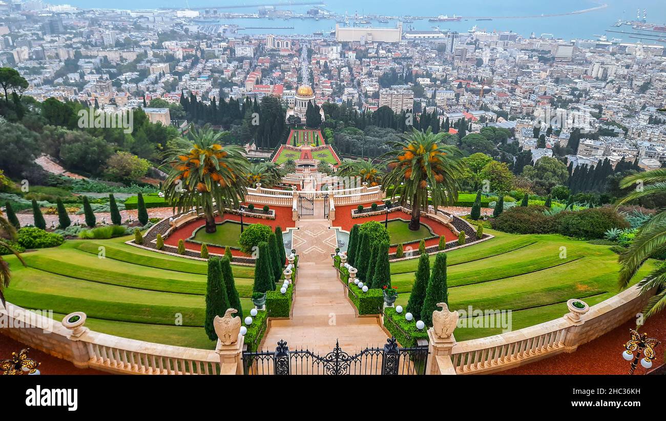 The Bahai Terraces, of the Hanging Gardens of Haifa, are garden ...