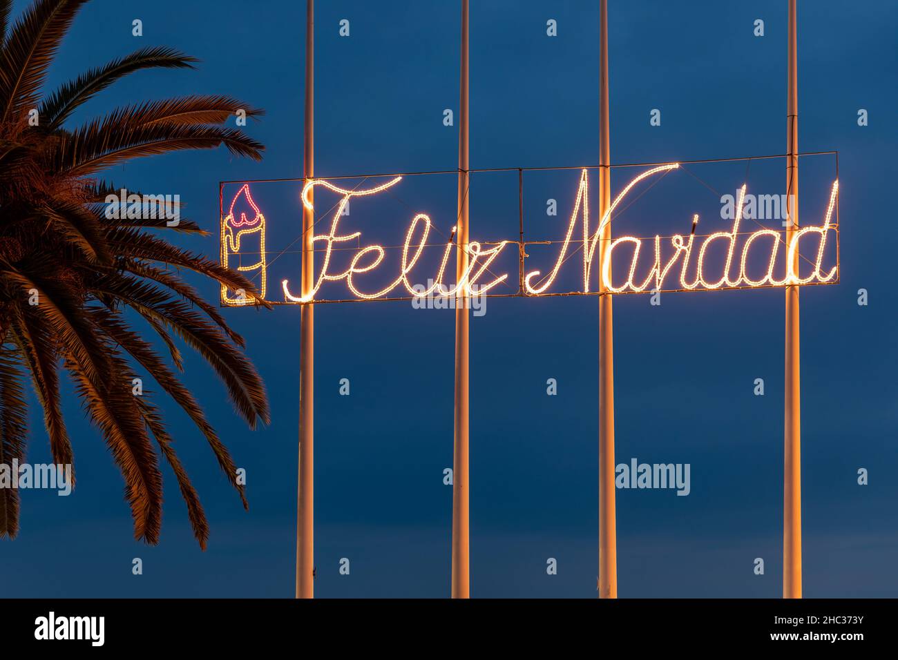 Light installation in Oropesa del Mar, Spain Stock Photo - Alamy