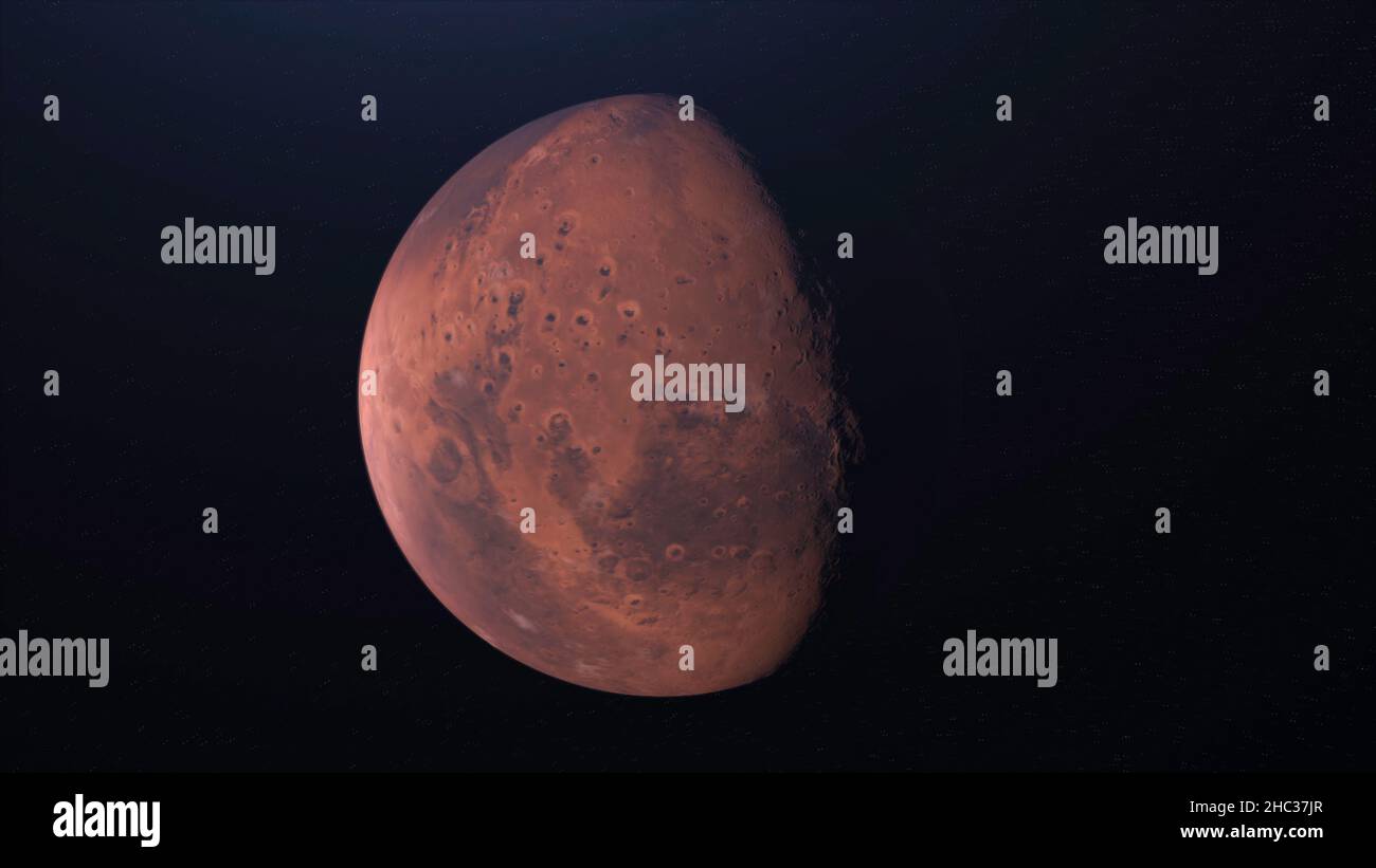 Abstract realistic beautiful planet Mars on deep space background ...