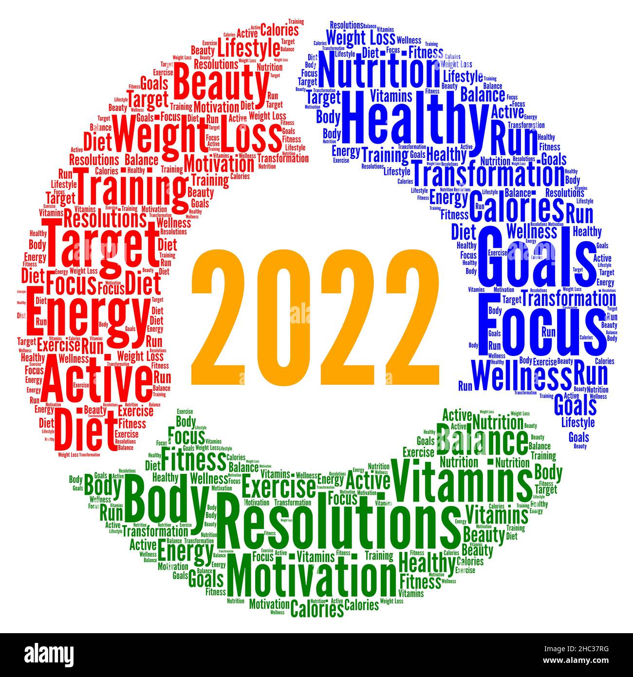 Healthy resolutions 2022 word cloud concept Stock Photo - Alamy