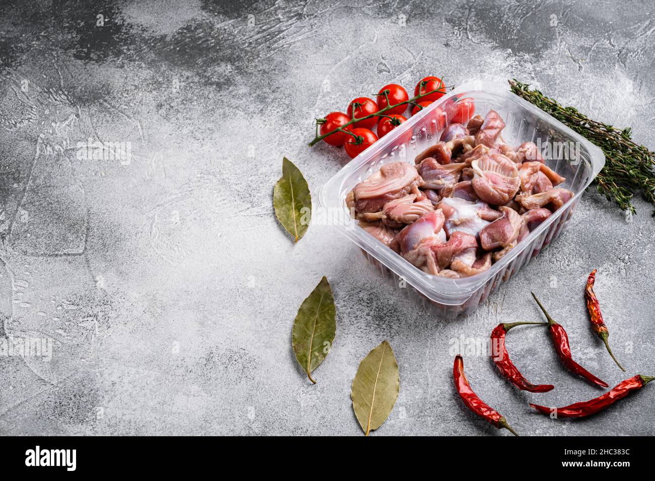 Bird chicken giblets gizzards stomachs Raw uncooked plastic pack set ...