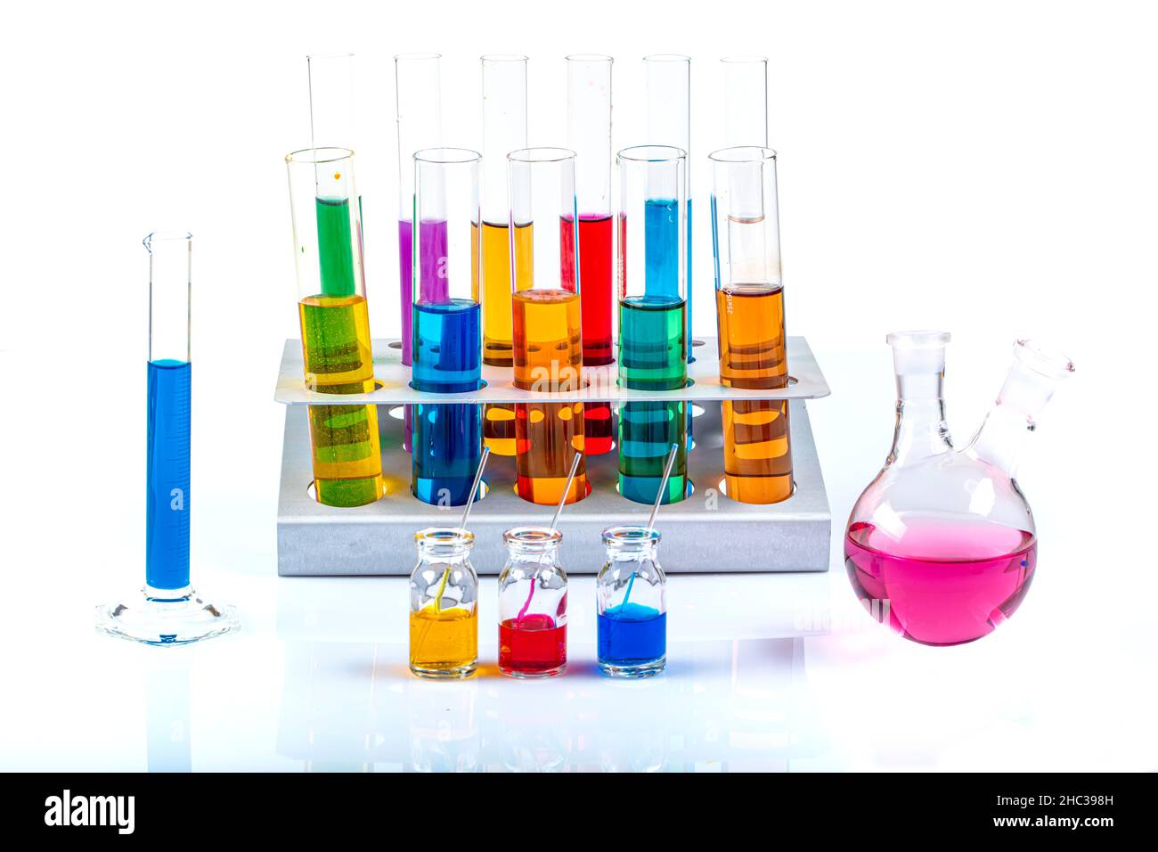 Glass laboratory materials such as erlenmeyer, tubes, and measuring ...
