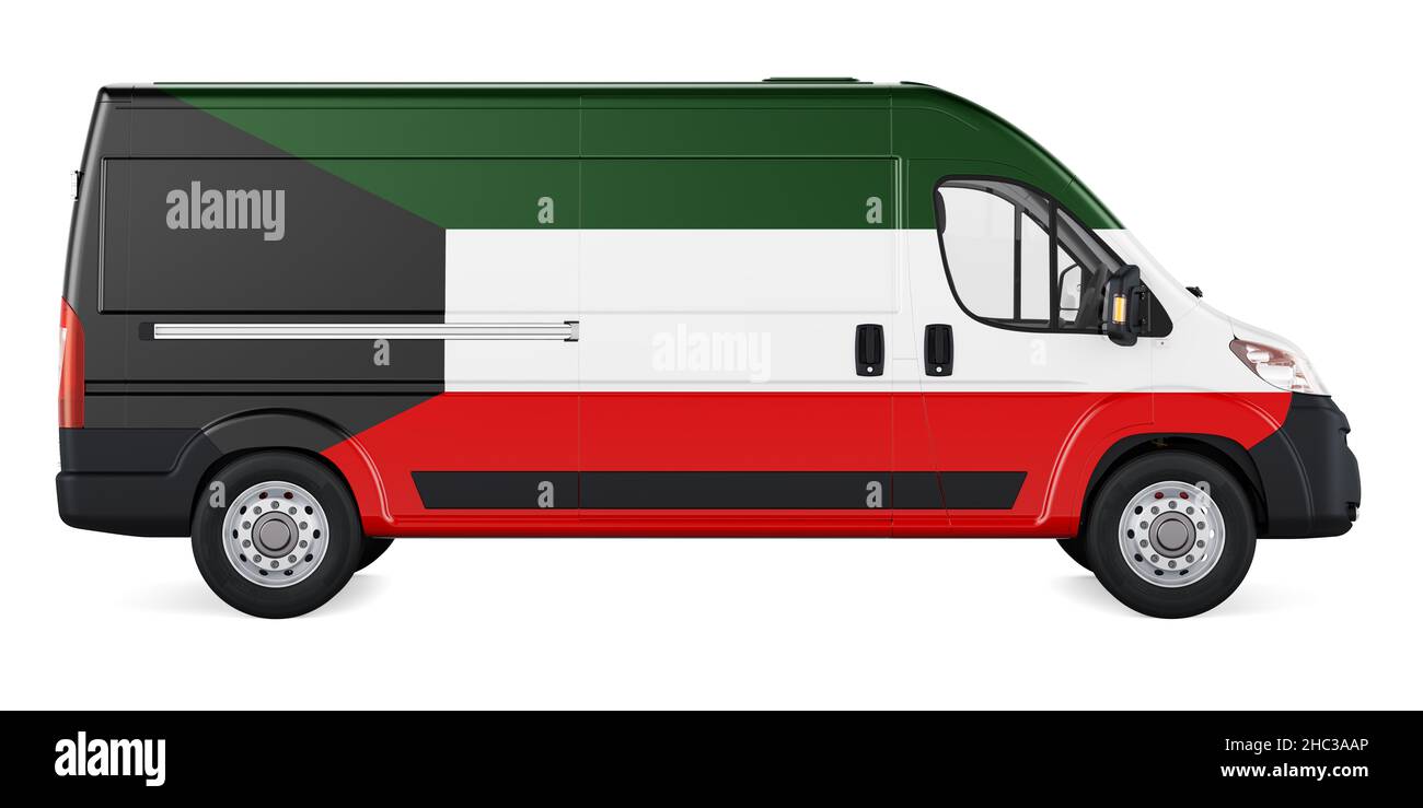 Kuwaiti flag painted on commercial delivery van. Freight delivery in ...