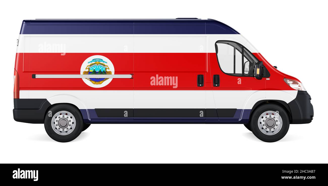 Costa Rican flag painted on commercial delivery van. Freight delivery ...