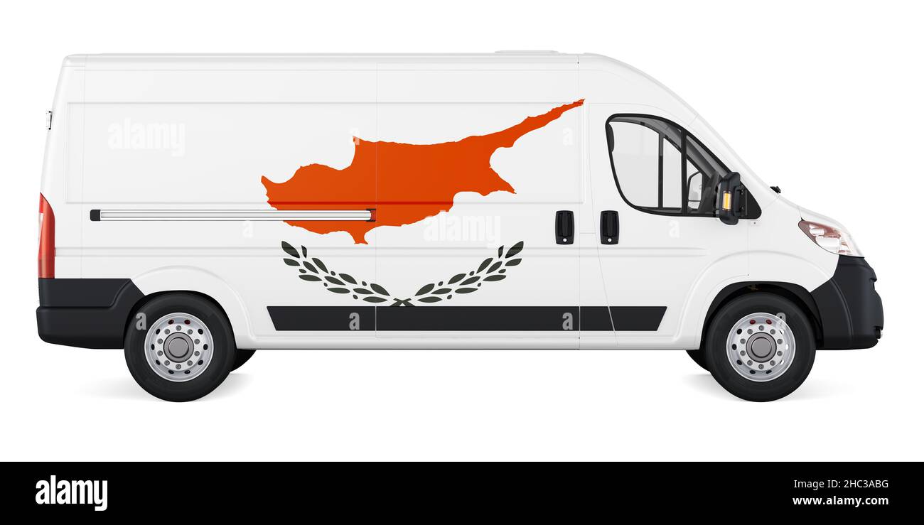 Cypriot flag painted on commercial delivery van. Freight delivery in ...