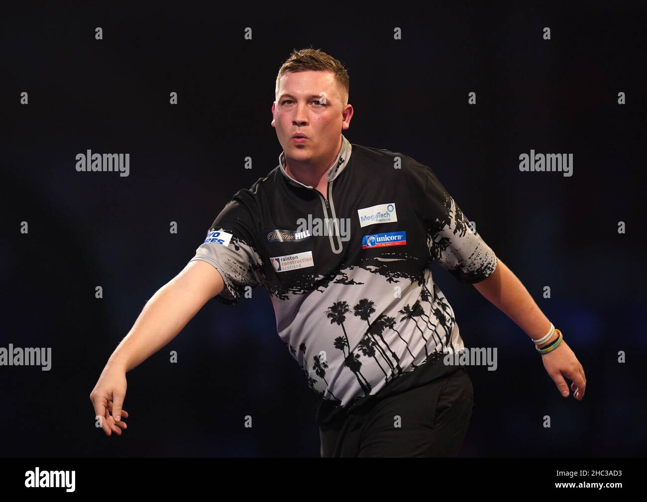 Chris Dobey in action during day nine of the William Hill World Darts ...