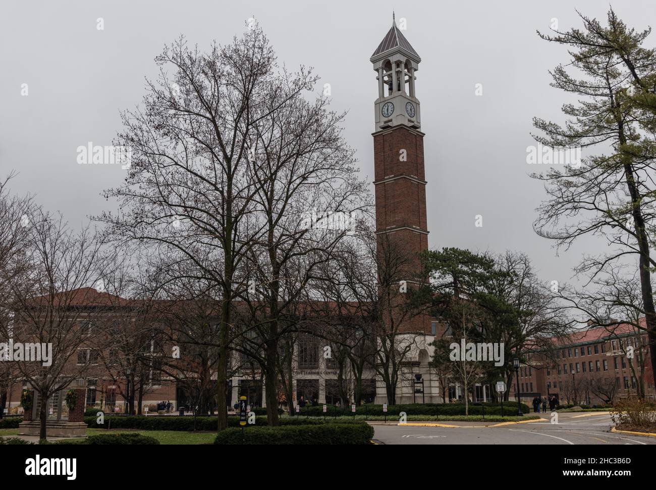 Bell Tower at Purdue University in late December, West Lafayette ...