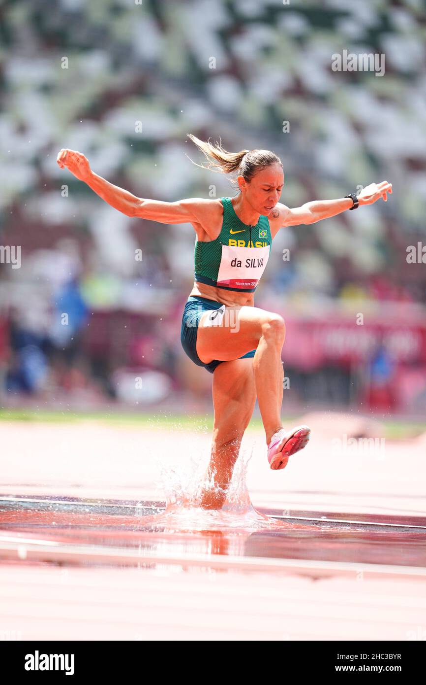 Tatiane Raquel Da Silva participating in the 3000 meters steeplechase ...
