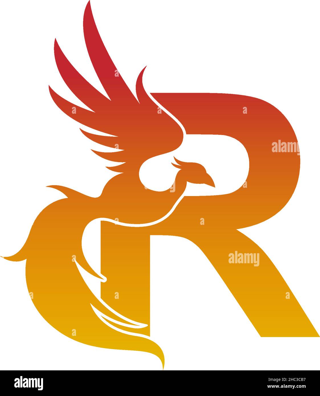 Letter R icon with phoenix logo design template illustration Stock ...