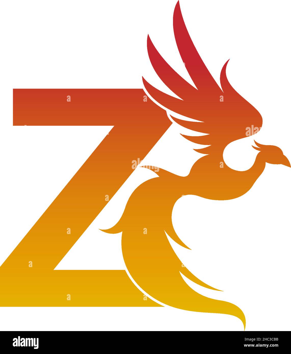 Letter Z icon with phoenix logo design template illustration Stock ...
