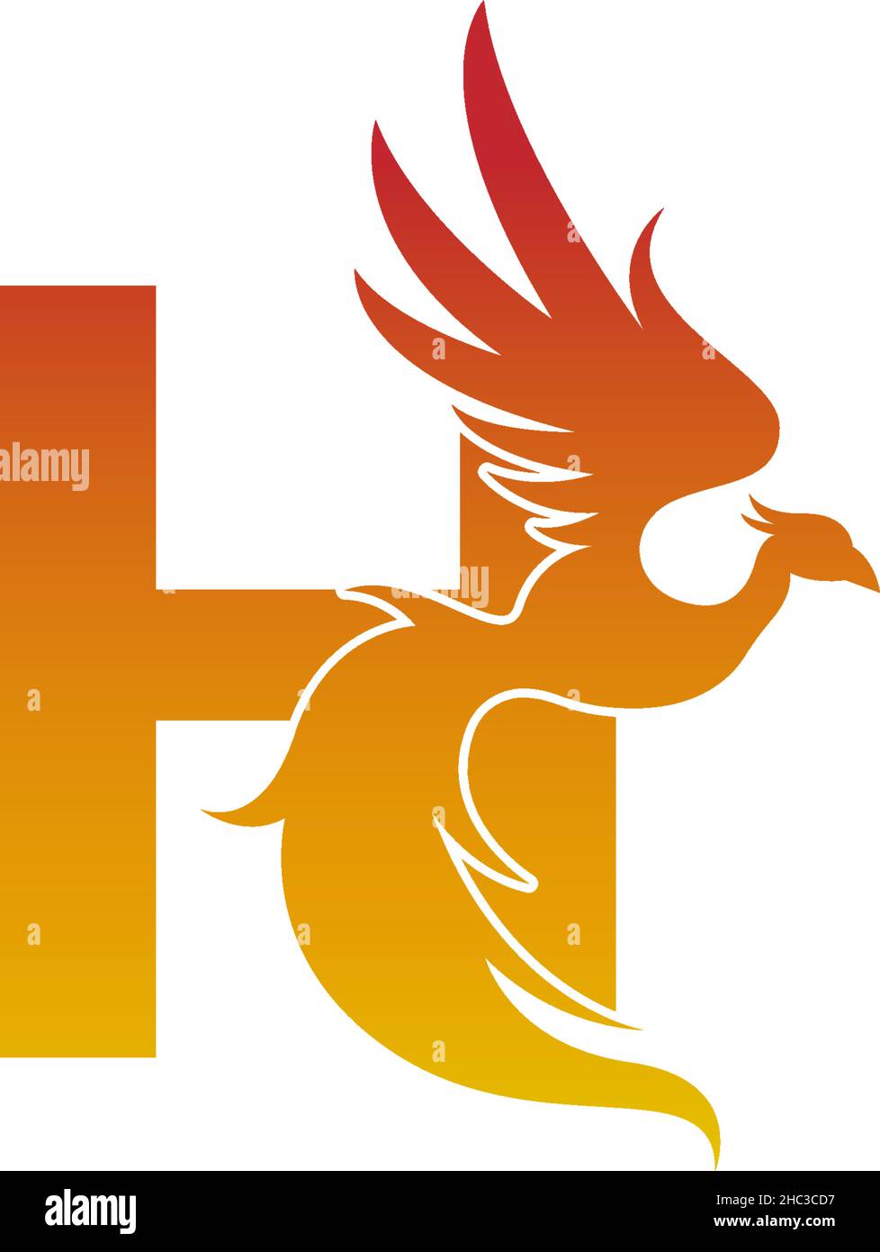 Letter H icon with phoenix logo design template illustration Stock ...
