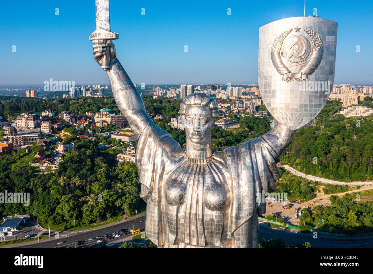 Aerial view of the Mother Motherland monument in Kiev Stock Photo - Alamy