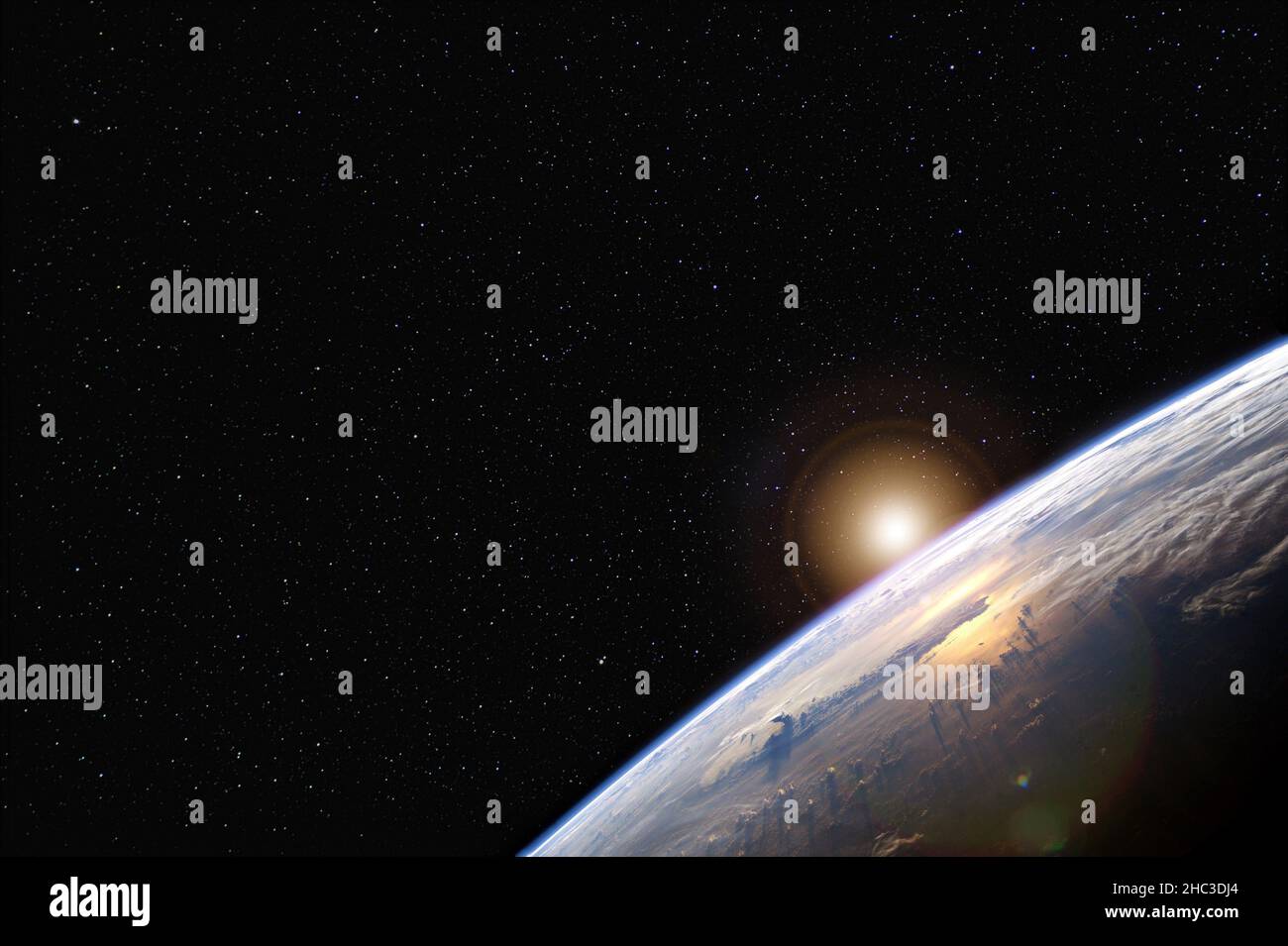 Sunset on Earth from space. Elements of this image furnished by NASA ...