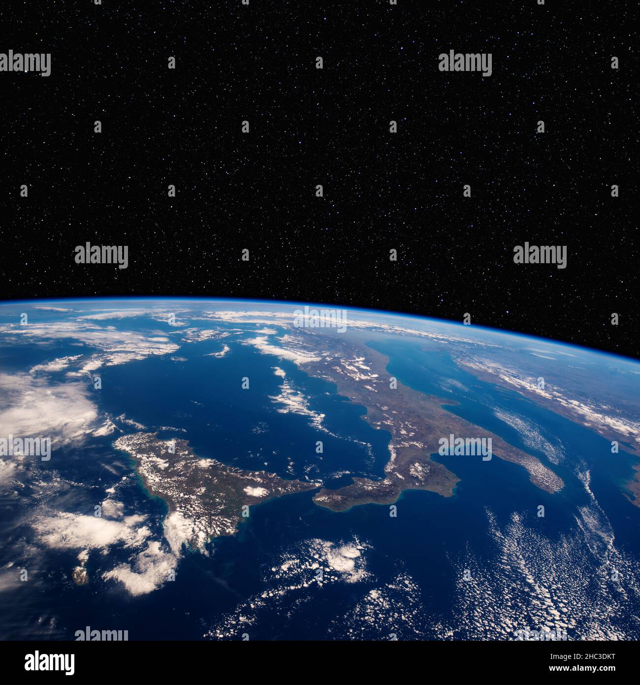 Southern Italy and Sicily from space. Elements of this image furnished ...