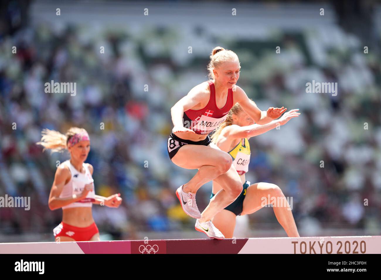 Anna Emilie Moller participating in the 3000 meters steeplechase at the ...
