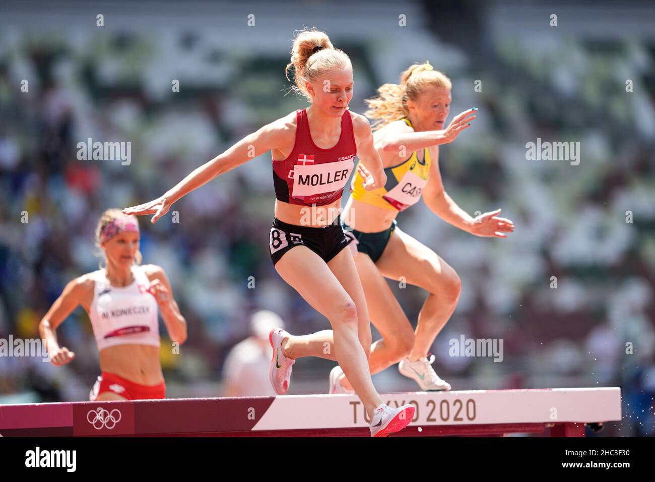 Anna Emilie Moller participating in the 3000 meters steeplechase at the ...