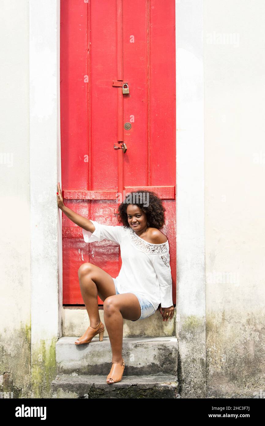 Beautiful model posing for the photo on the streets of Pelourinho. Salvador, Bahia, Brazil Stock ...