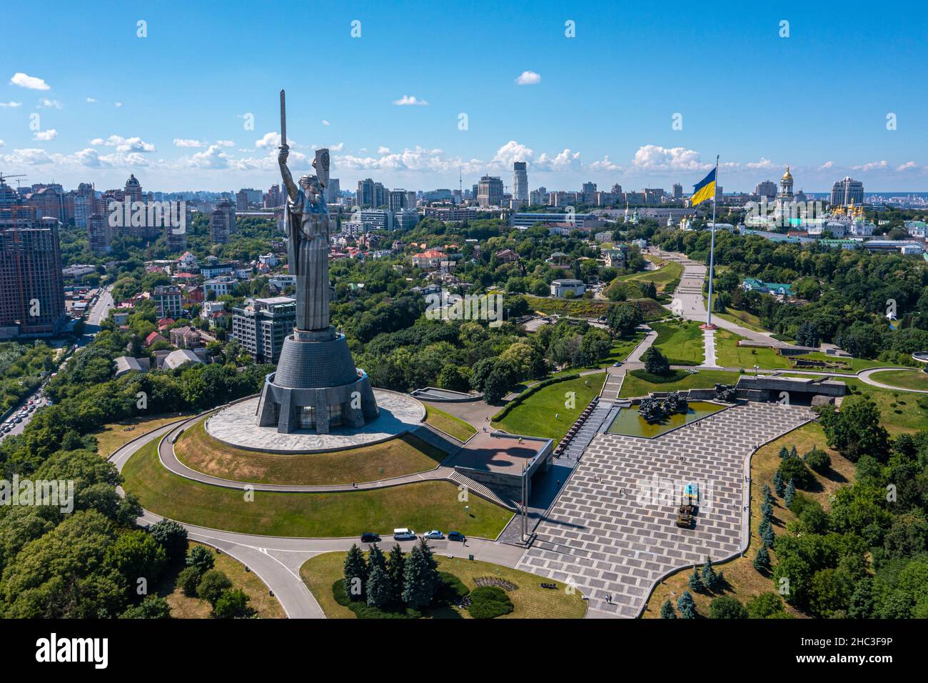 Aerial view of the Mother Motherland monument in Kiev Stock Photo - Alamy