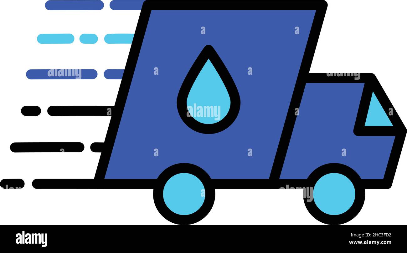 Simple color water delivery truck icon. Vector Illustration isolated on ...