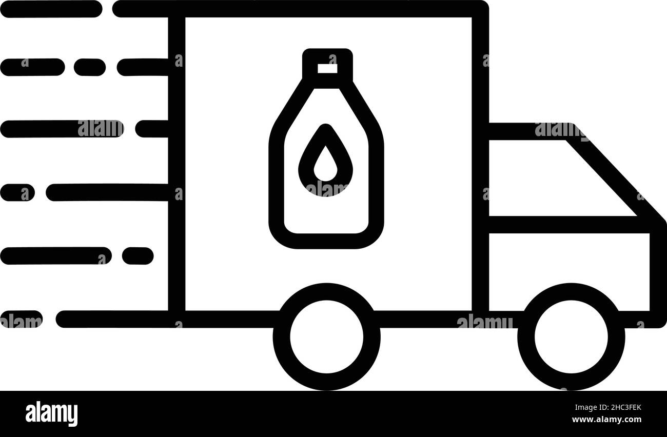 Black outline water delivery truck icon. Vector Illustration isolated ...