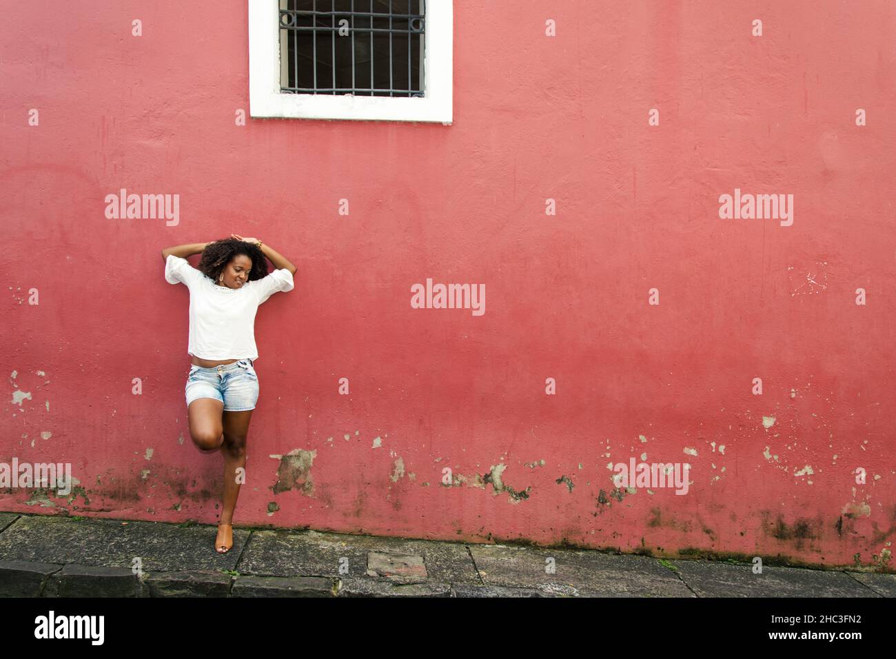 Beautiful model posing for the photo on the streets of Pelourinho. Salvador, Bahia, Brazil Stock ...